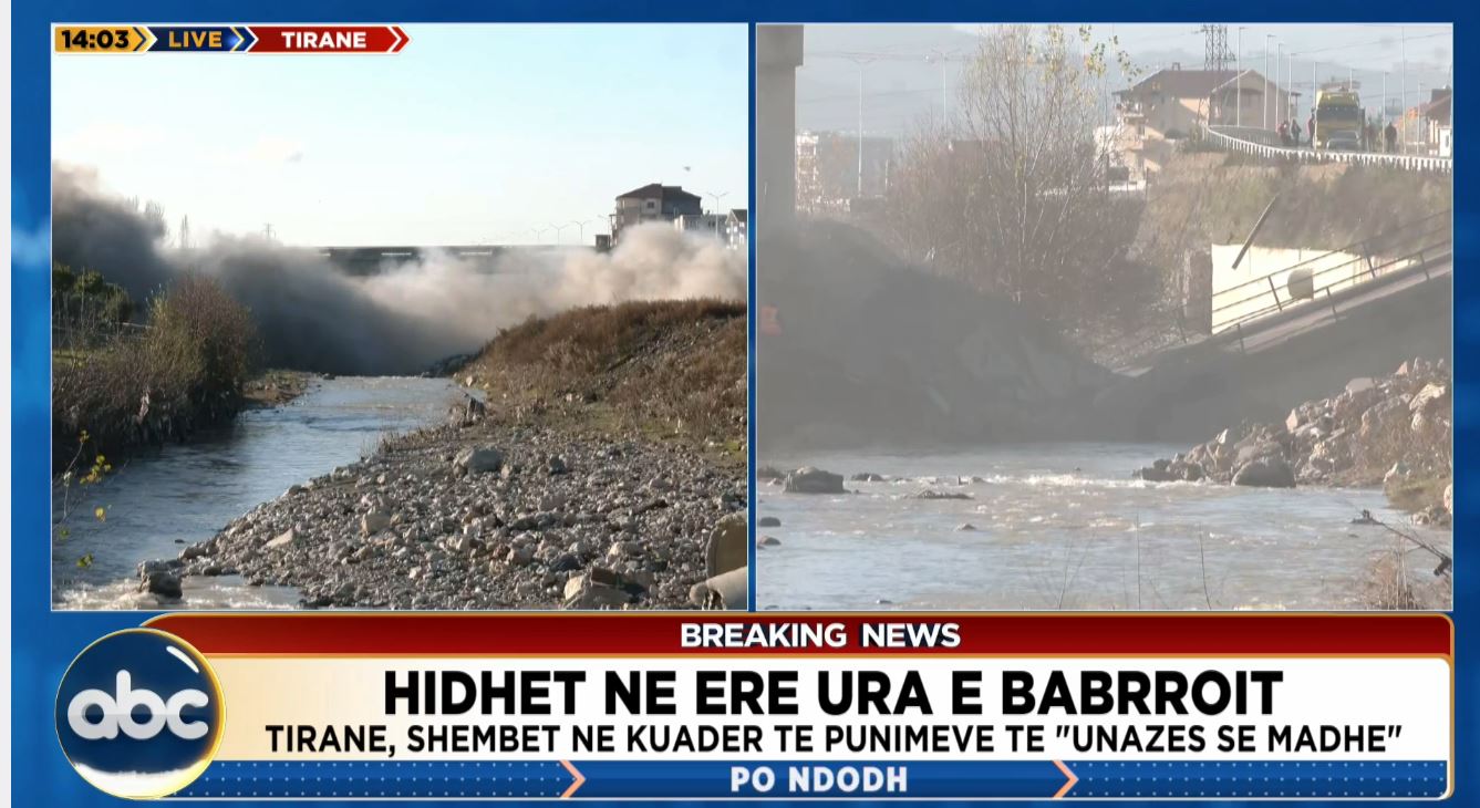 Hidhet në erë Ura e Babrroit/ Tiranë, shëmbet në kuadër të punimeve të ...